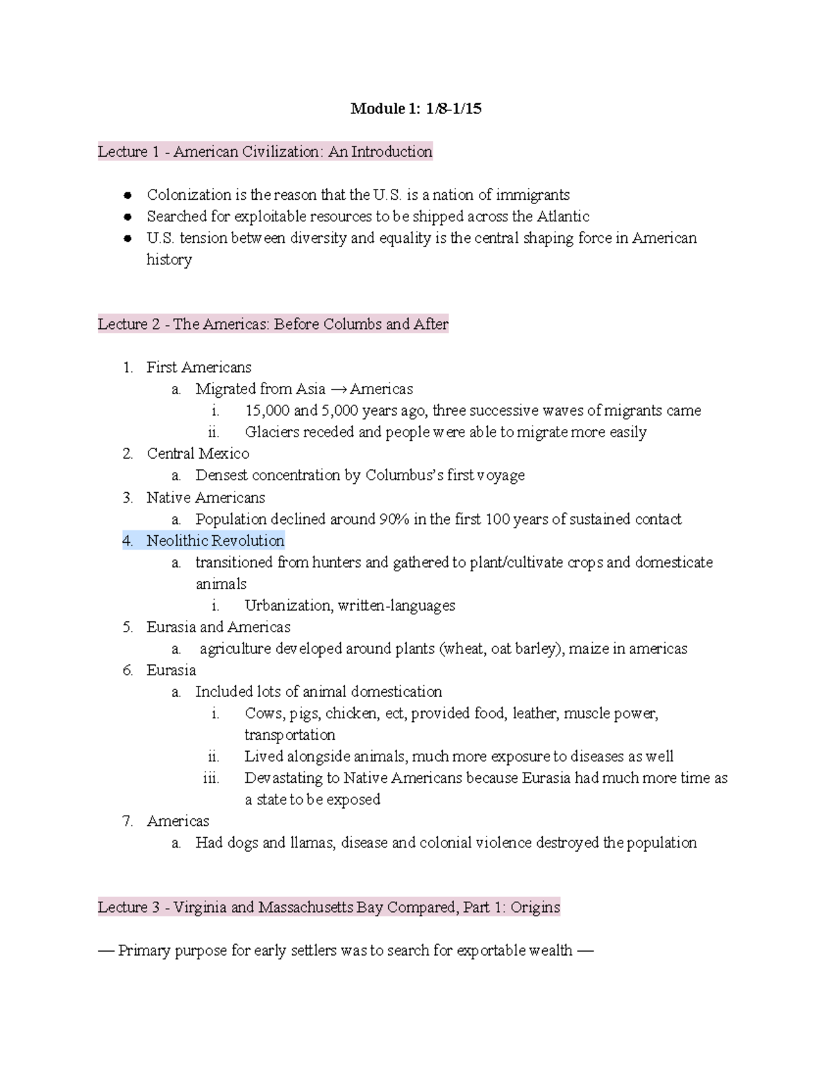 HIST 1700 - Lecture include notes for coursework, quizzes, and essays ...