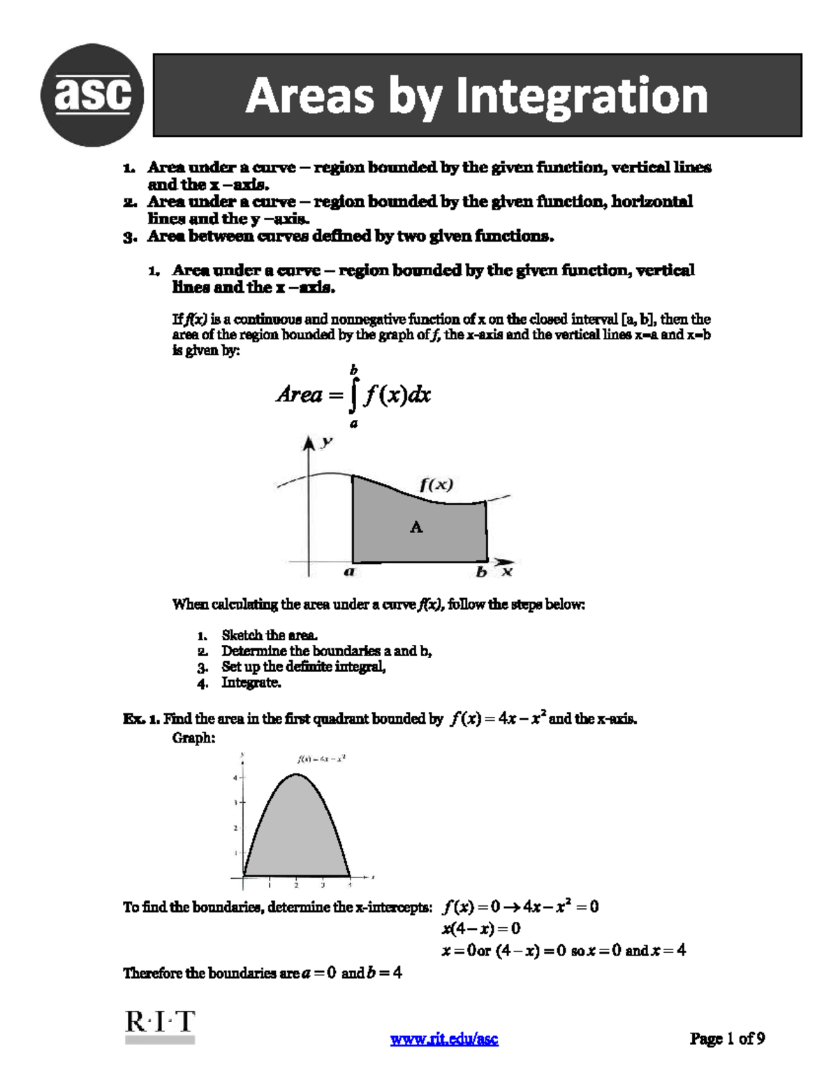 Areas by Integration - MAT-232 - Studocu