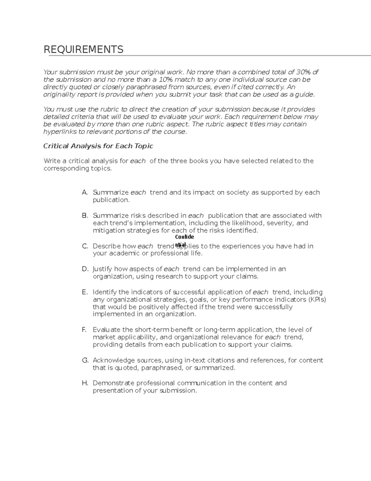 Introduction for C962 - REQUIREMENTS Your submission must be your ...