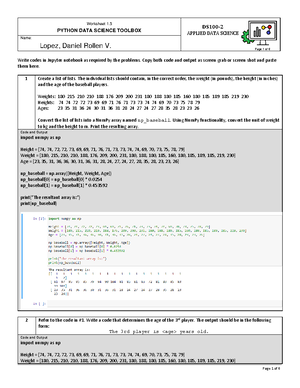 DS100 Worksheet 3 - hehehe - Worksheet 3 STATISTICAL THINKING IN PYTHON DS APPLIED DATA SCIENCE ...