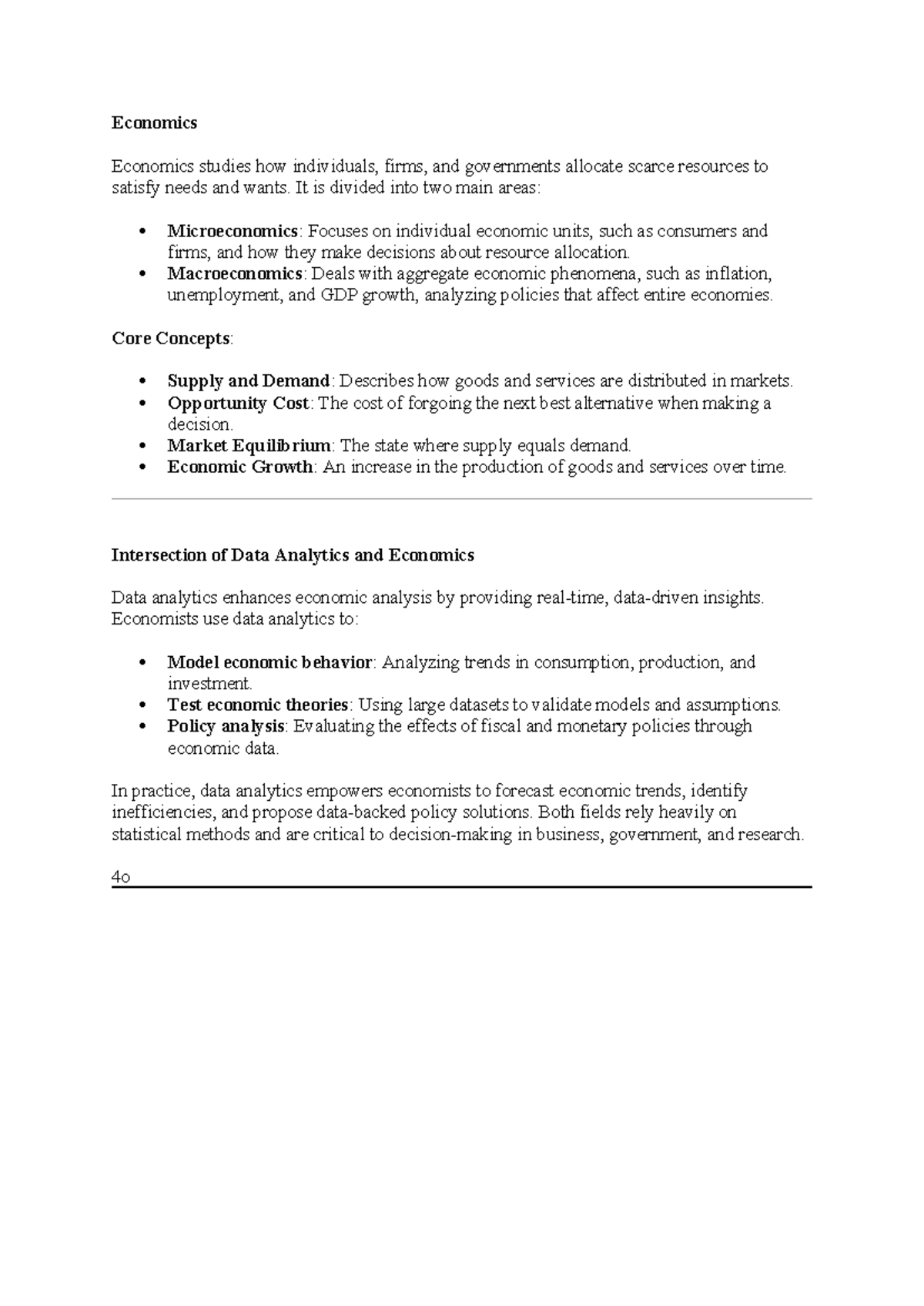 Data analytics - dfghj - Economics Economics studies how individuals ...