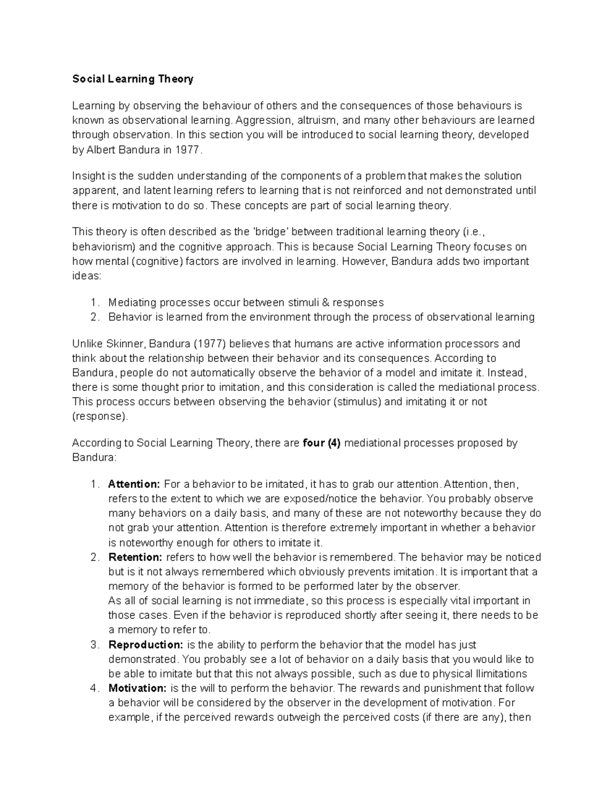 Social Learning Theory and Observational Theory - Social Learning ...