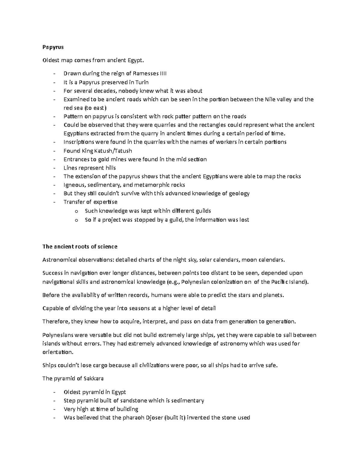 Lec 1 generalities about science - Papyrus Oldest map comes from ...