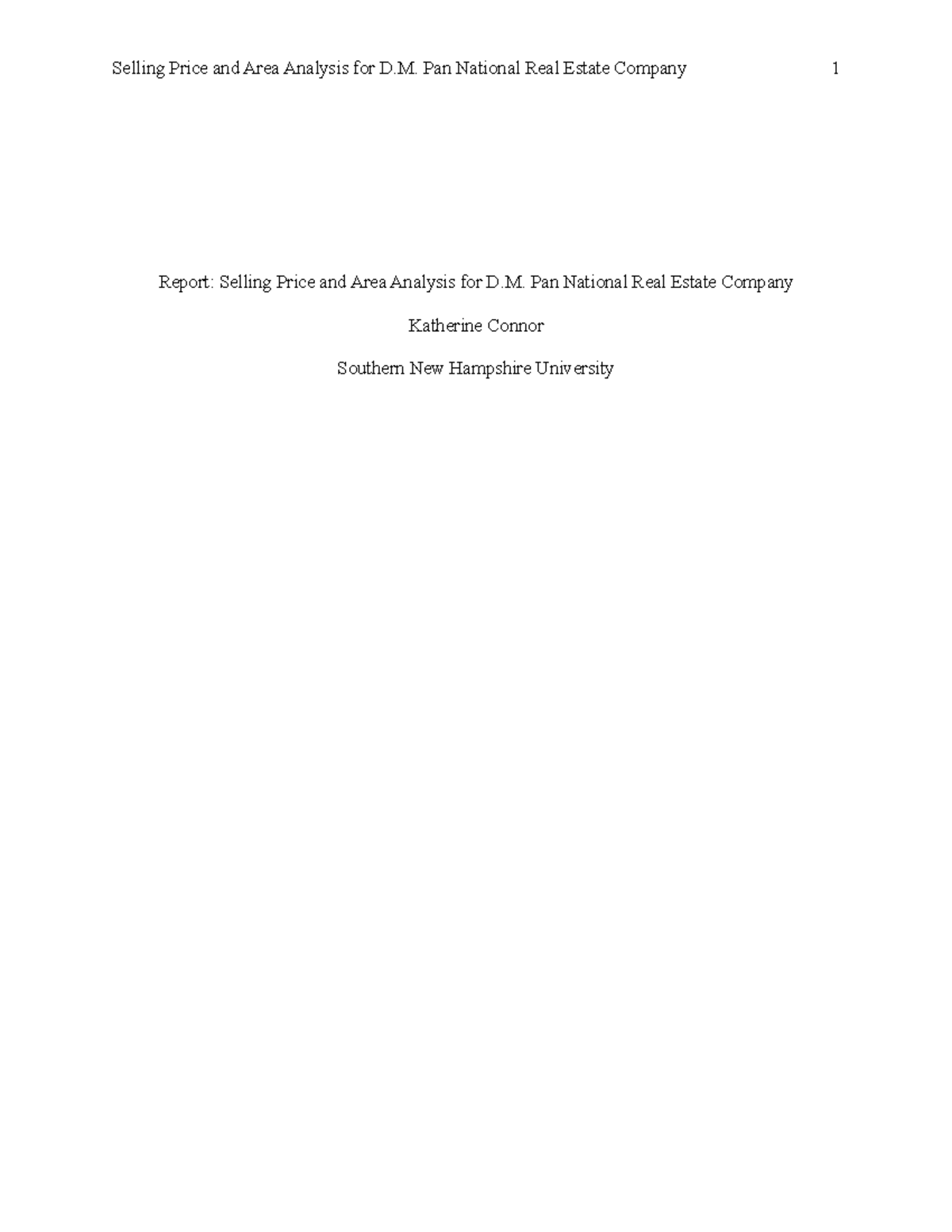 MAT 240 Module Two Assignment - Selling Price and Area Analysis for D ...