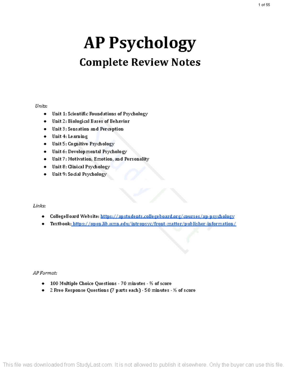 AP Psychology complete review notes - AP Psychology Complete Review ...