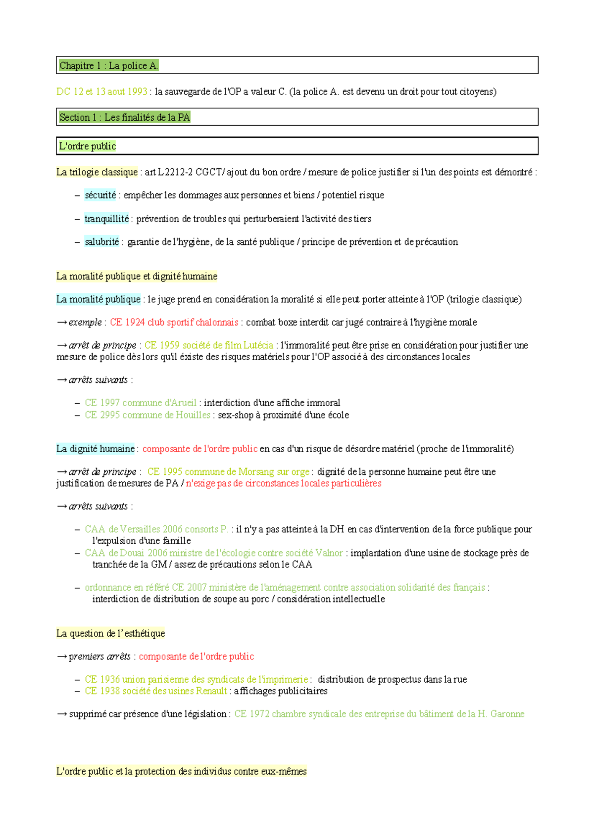 Fiches droit administratif - Warning: TT: undefined function: 32 Chapitre 1 : La police A. DC 12 ...