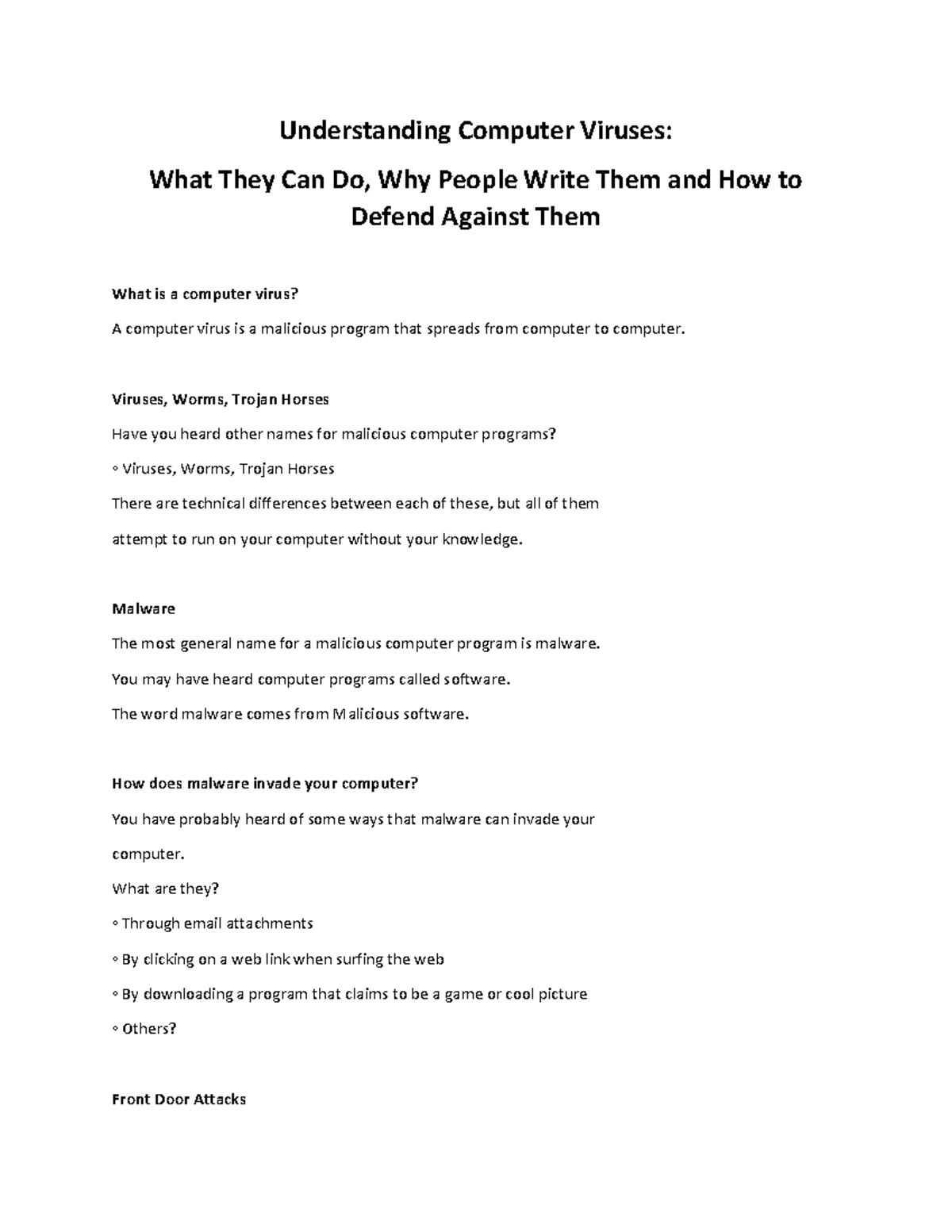 Understanding Computer Virus - Understanding Computer Viruses: What ...