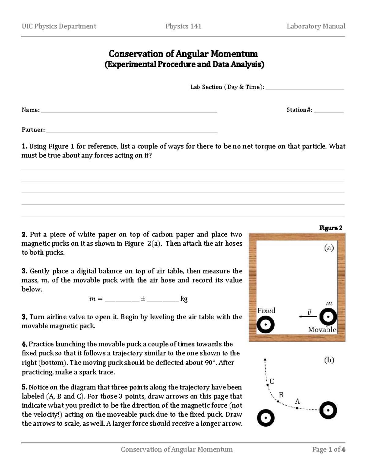 P141L10 Lab Report Template v20220726 - Conservation of Angular ...