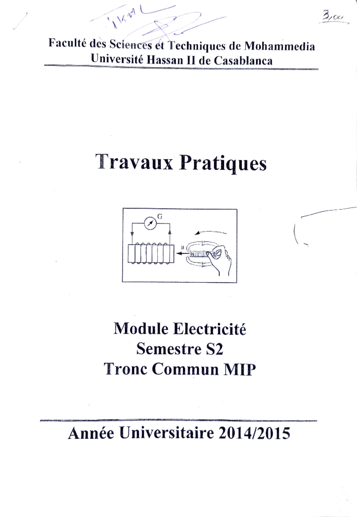 TP Electricité - Faculté des Scíences et Techniques de Mohammedia Université Hassan II de ...