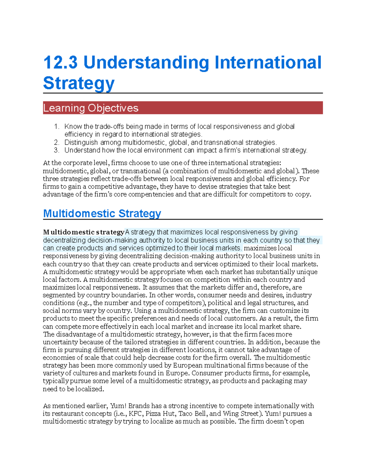 12.3 Understanding International Strategy - 12 Understanding ...
