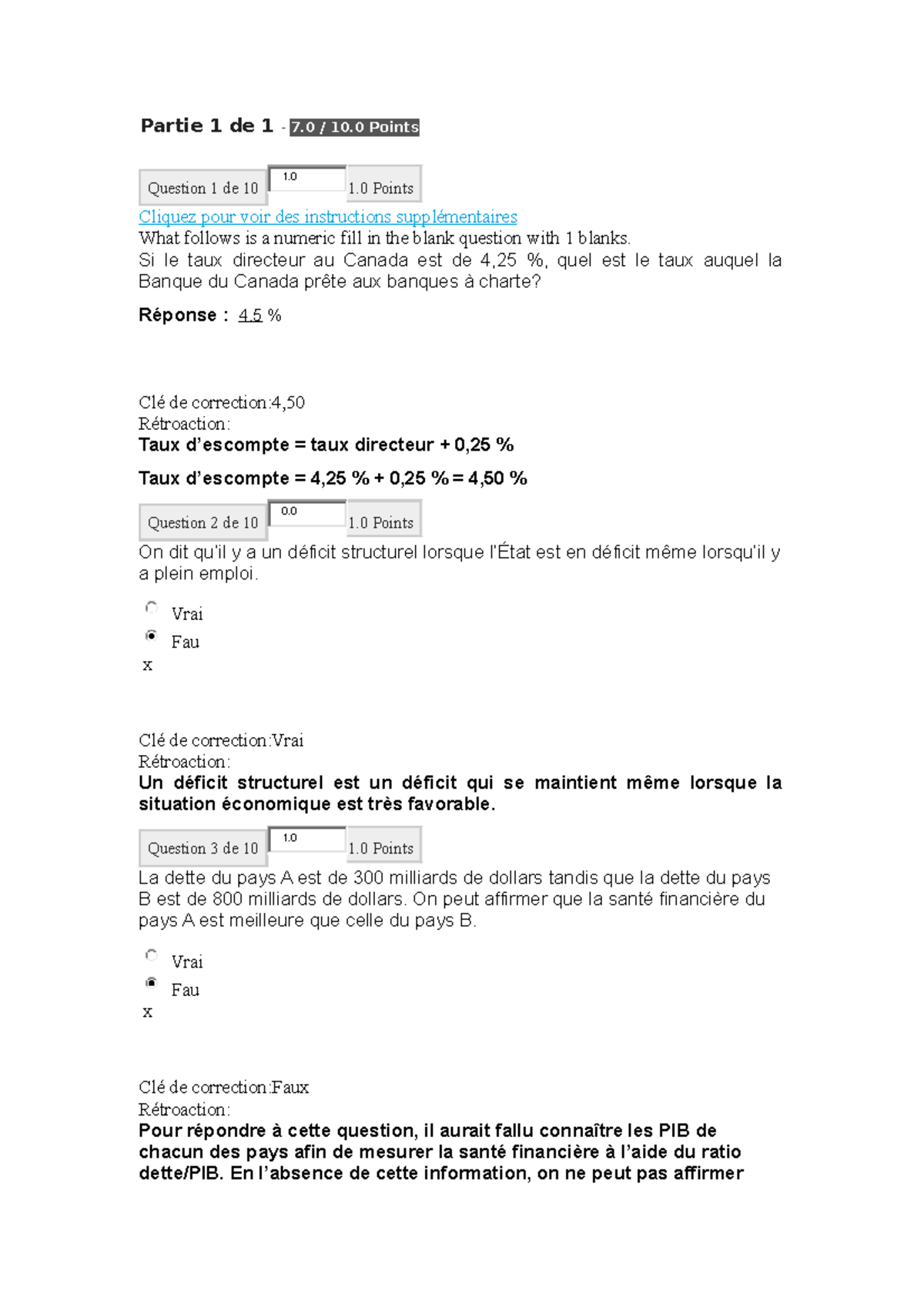 Quiz 2 Macro-économie - Quiz 2 Macro-économie - Partie 1 de 1 - 7 / 10 Points Question 1 de 10 1 ...