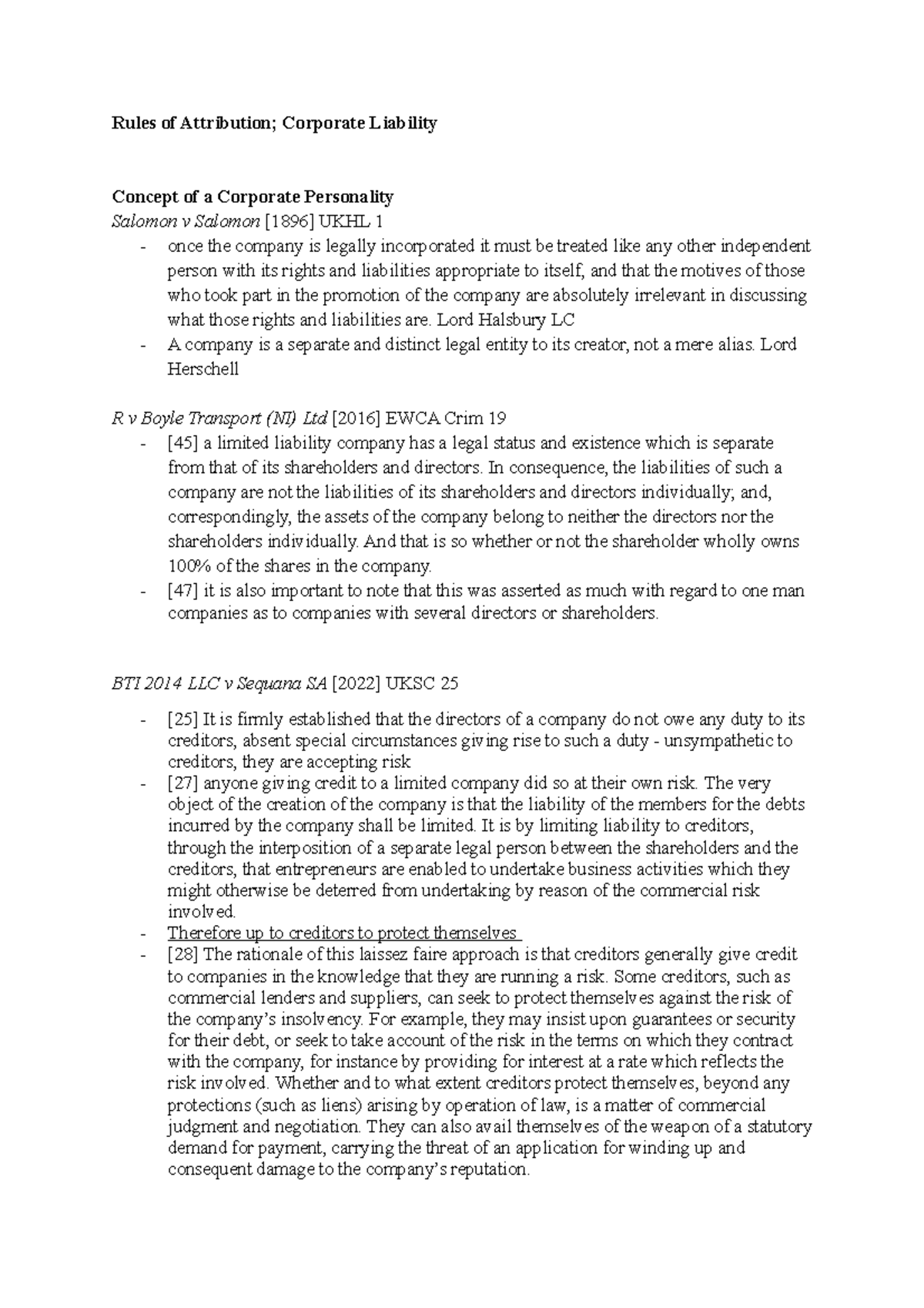 Rules of Attribution; Corporate Liability - Lord Halsbury LC - A ...