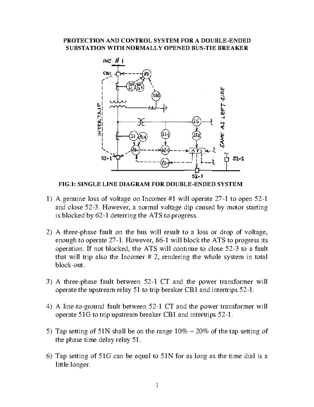 8. Protection and Control System for a Double- Ended Substation ...