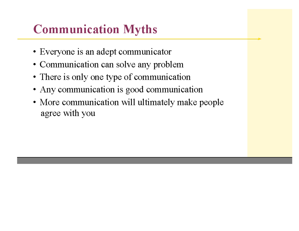 CST110 Midterm Study Slides - Communication Myths Everyone is an adept ...