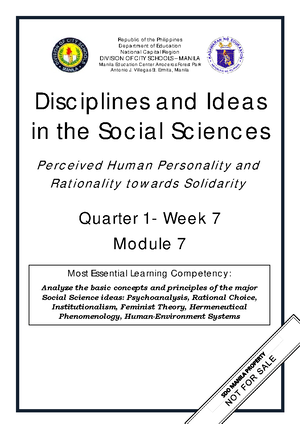 DISS Q1 Mod4 Emergence of Social Science Diciplines - Disc ip line a nd ...