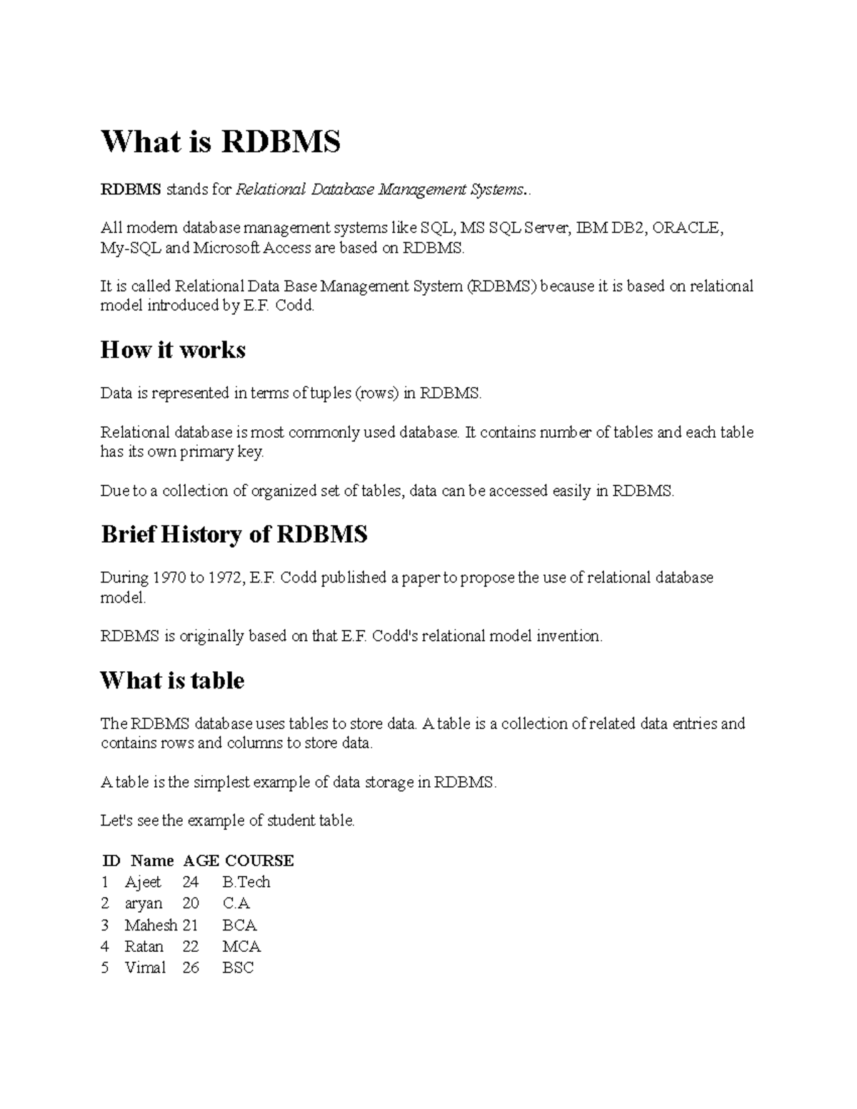 Rdbms - relational databases - What is RDBMS RDBMS stands for ...