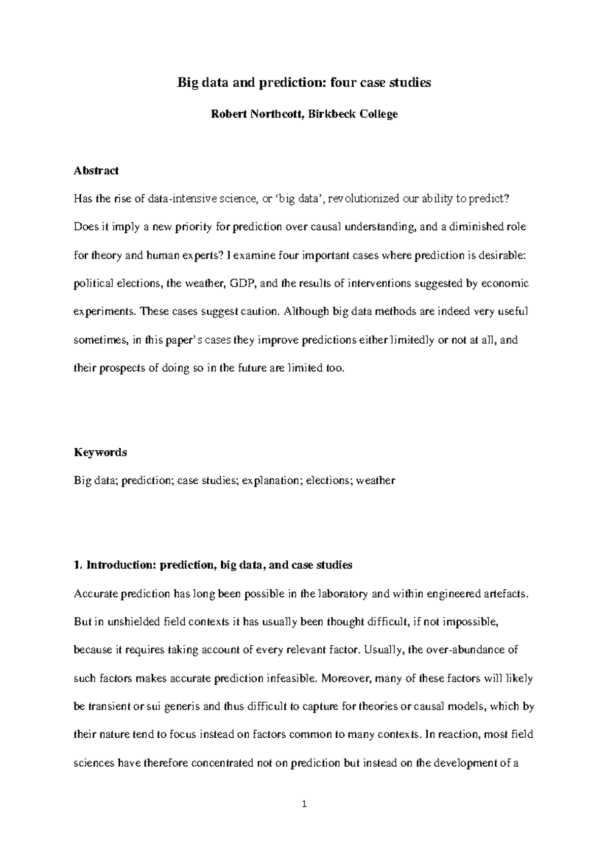 Big data 12 - Big data and prediction: four case studies Robert ...