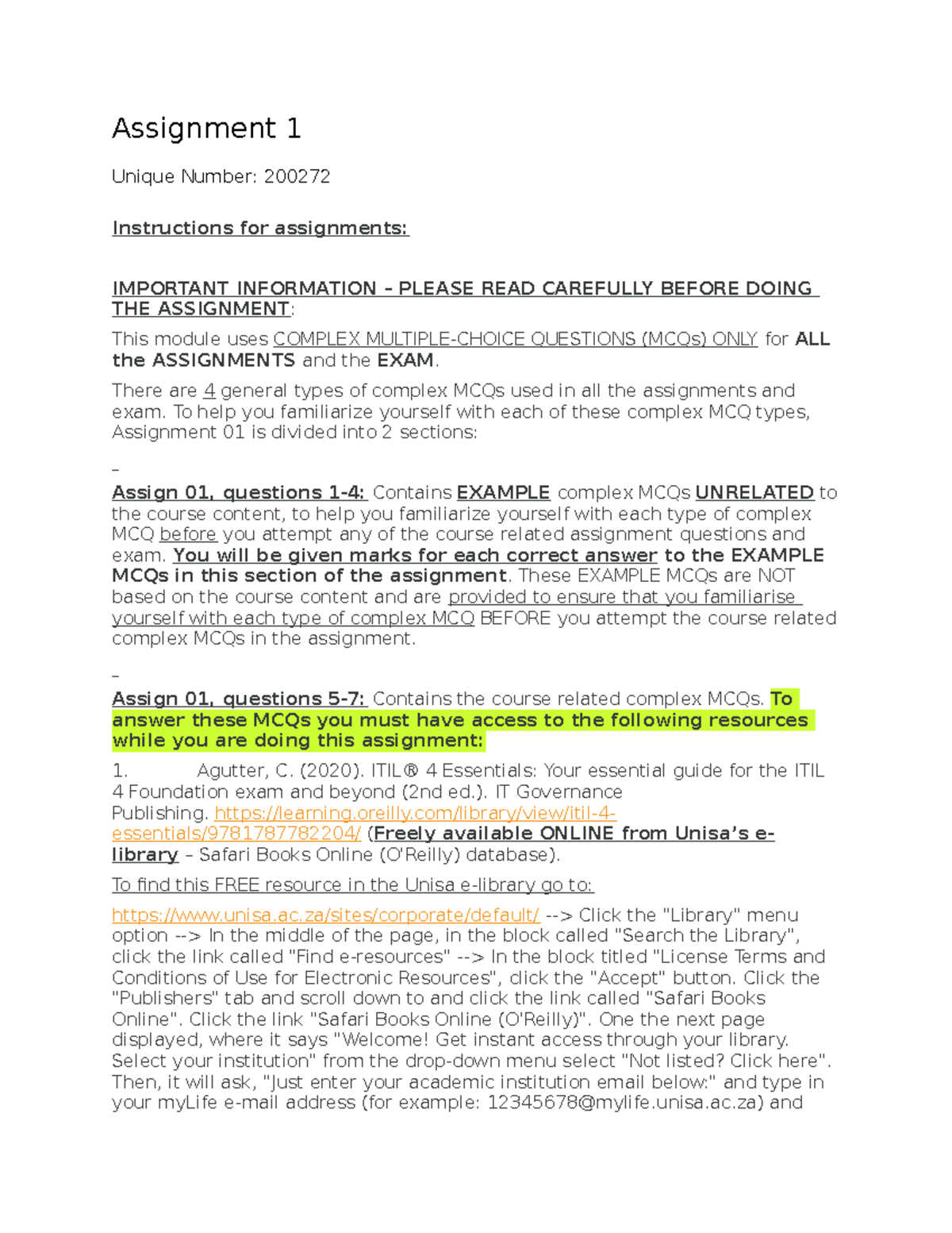 Assessment 1 19May2020 - Assignment 1 Unique Number: 200272 ...