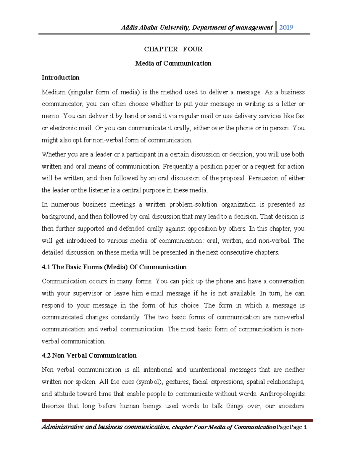 Chapter 4 abc - CHAPTER FOUR Media of Communication Introduction Medium ...