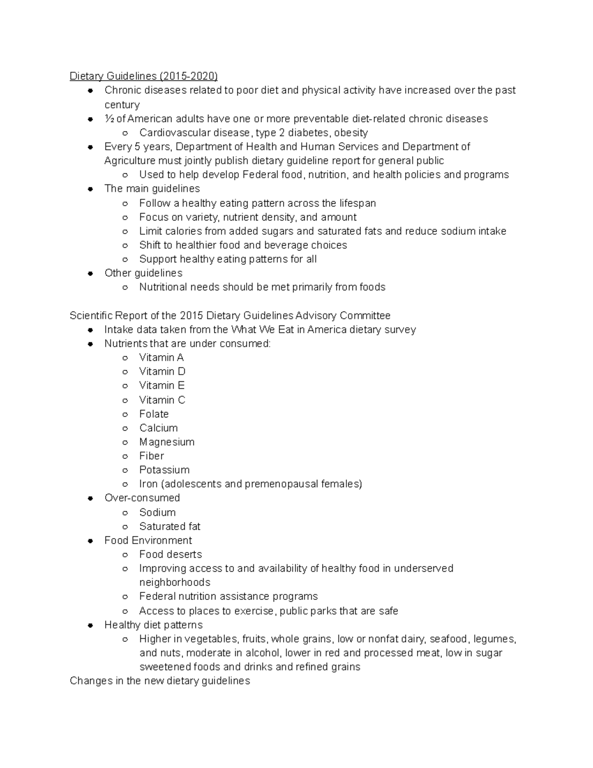 Reading Notes - Dietary Guidelines (2015-2020) Chronic diseases related ...