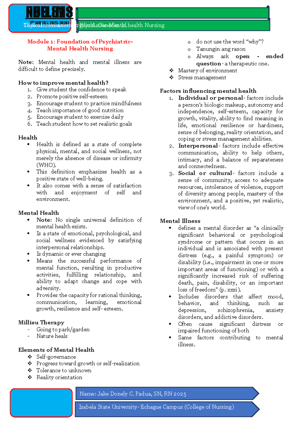 Module-1 Foundation-of-Psychiatric-Mental-Health-Nursing - Clinical ...