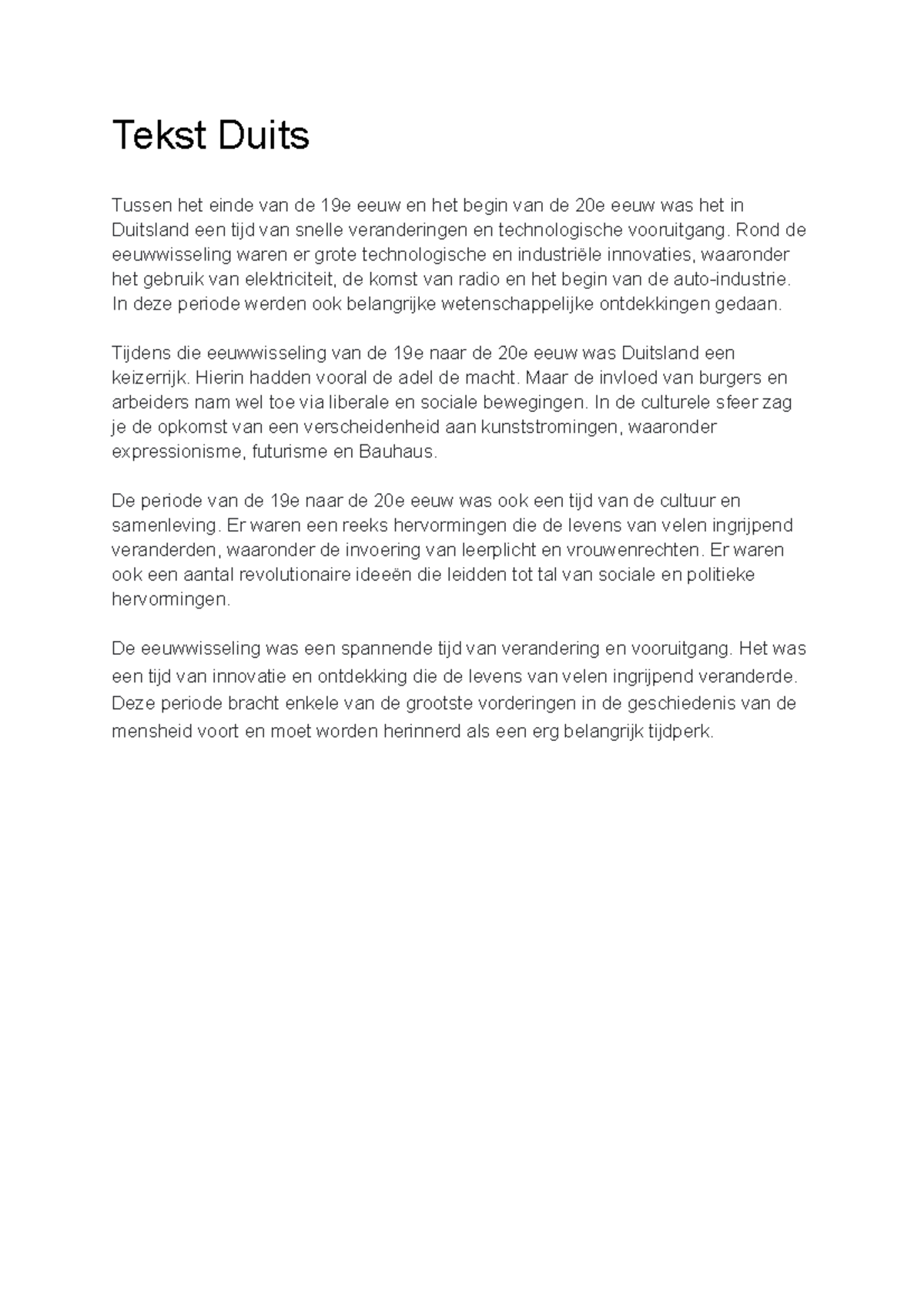 Duits tekst - Tekst Duits Tussen het einde van de 19e eeuw en het begin ...