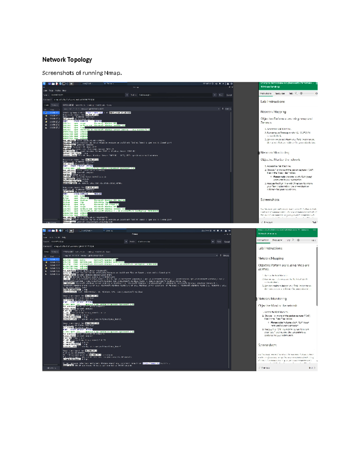 Task 1 Coursework Network Topology Screenshots Of Running Nmap