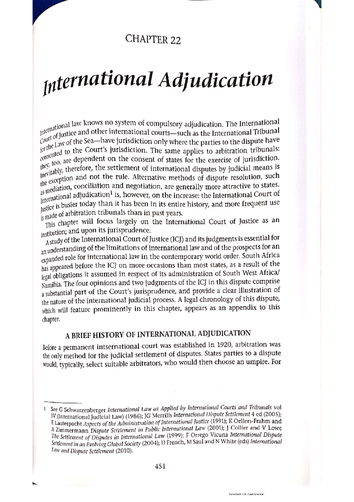 International Adjudication - Bachelors of law - Studocu