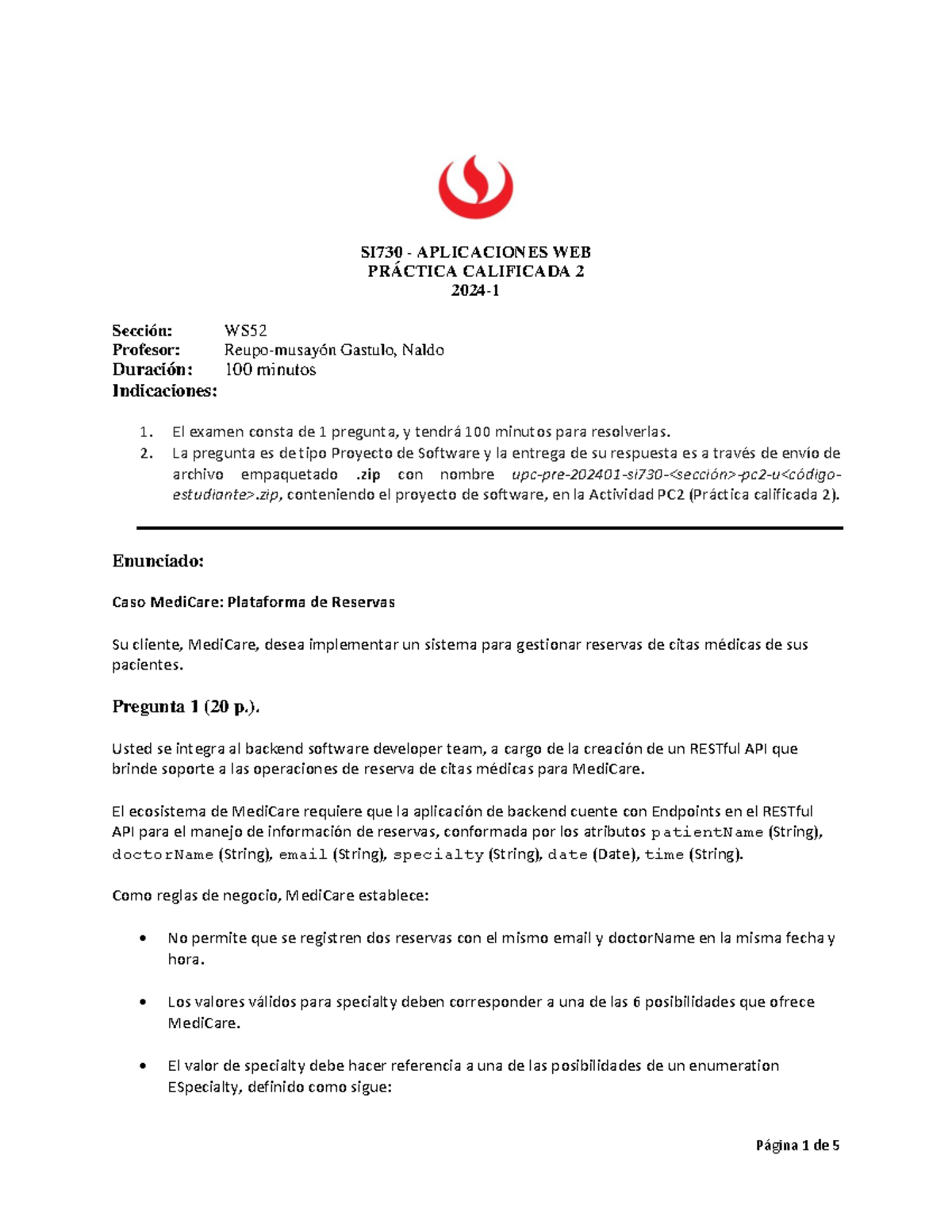 Upc-pre-202401-si730-pc2-ws52-statement v1 - SI 730 - APLICACIONES WEB PRÁCTICA CALIFICADA 2 ...