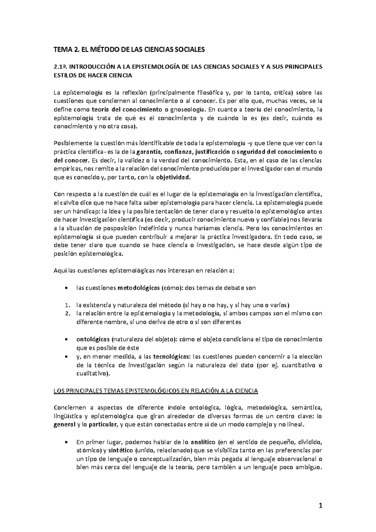 TEMA 2 EL MÉTODO DE LAS CCSS - TEMA 2. EL MÉTODO DE LAS CIENCIAS SOCIALES 2ª. INTRODUCCIÓN A LA ...