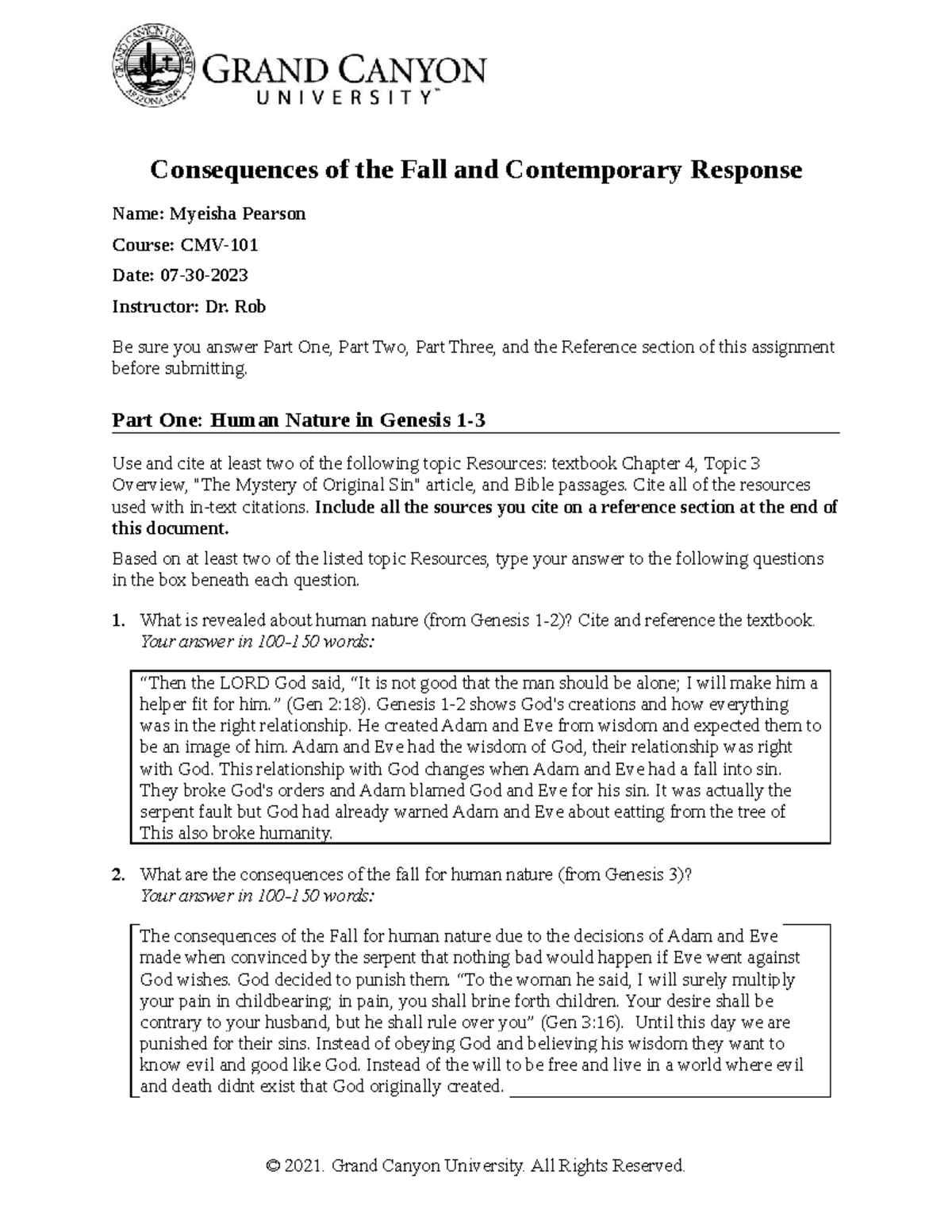 CWV-101-301-RS-T3Conseq Of The Fall Contemporary Response-Online - Consequences of the Fall and ...