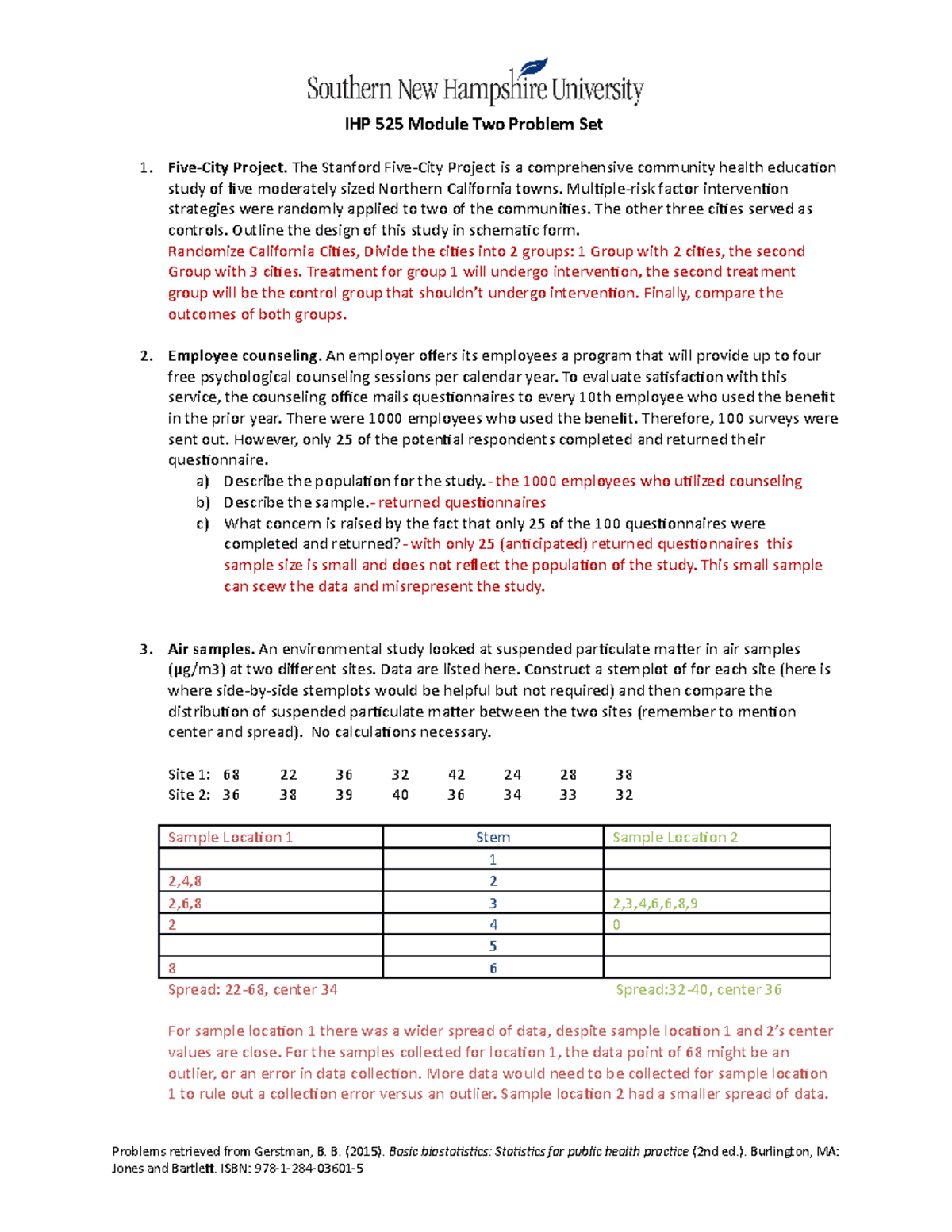 IHP 525 Module Two Problem Set - The Stanford Five-City Project is a ...