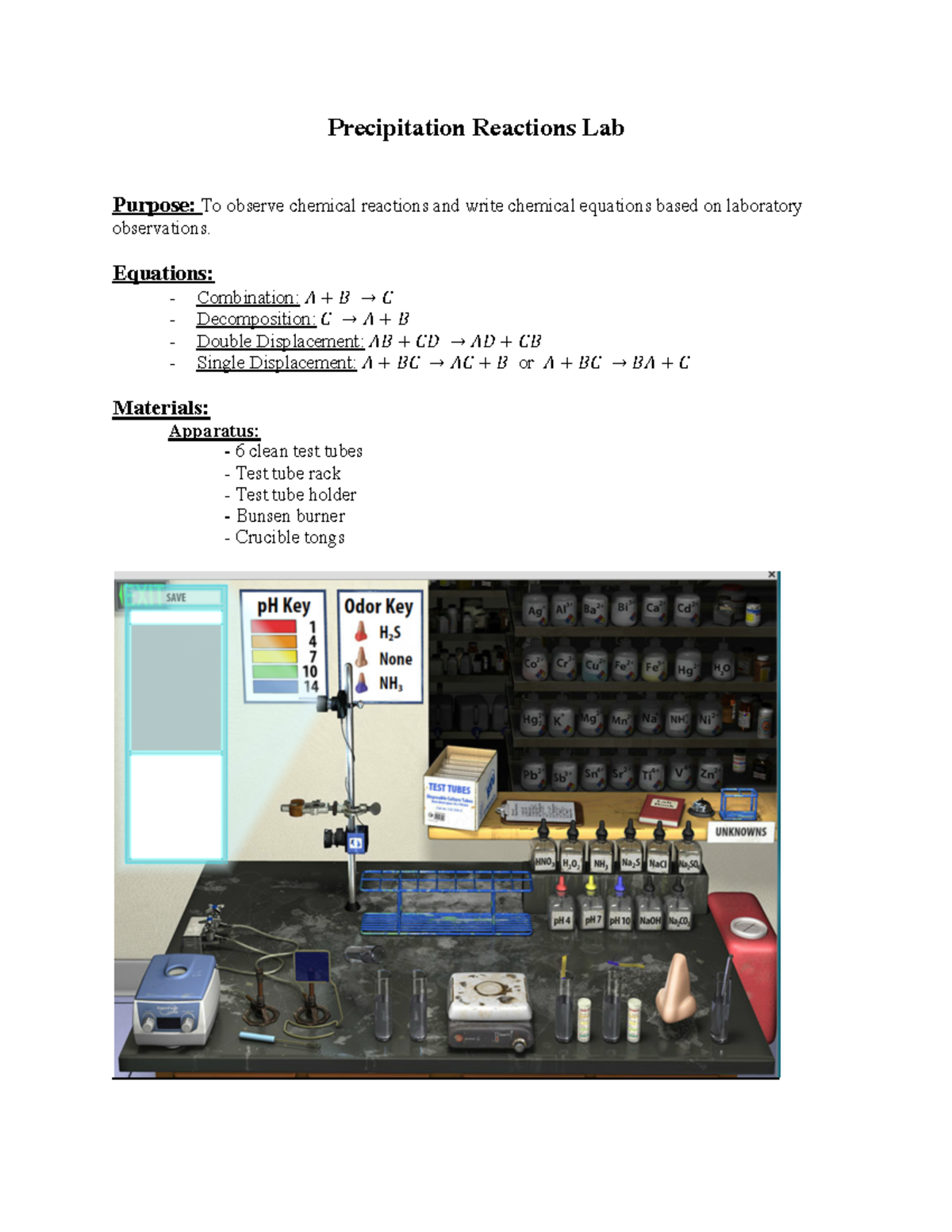 Precipitation Reactions Lab - Precipitation Reactions Lab Purpose: To ...
