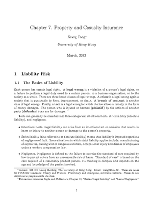 Chapter 2 - lecture notes - Chapter 2. Risk, Risk Aversion, and Risk ...
