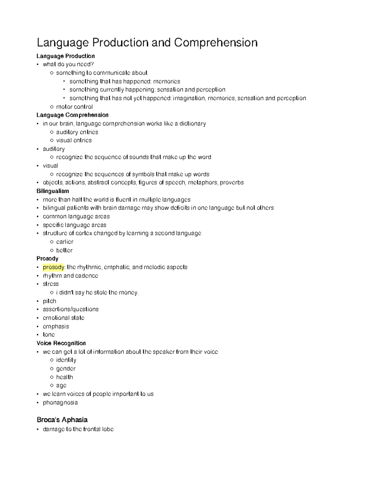 Language Production and Comprehension - Language Production and ...