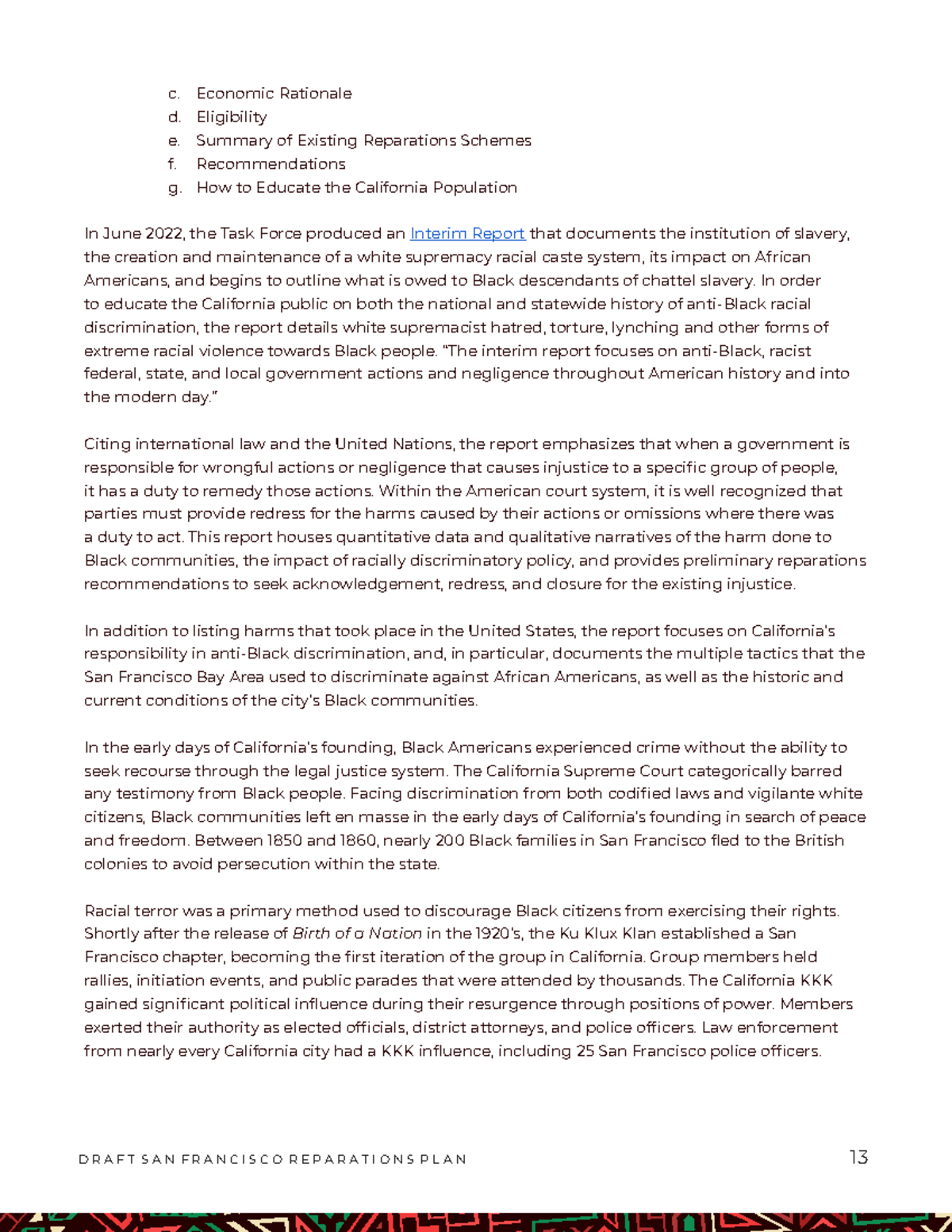 Business HRC Reparations 2022-2023 Report Final 0-7 - D R A F T S A N F ...