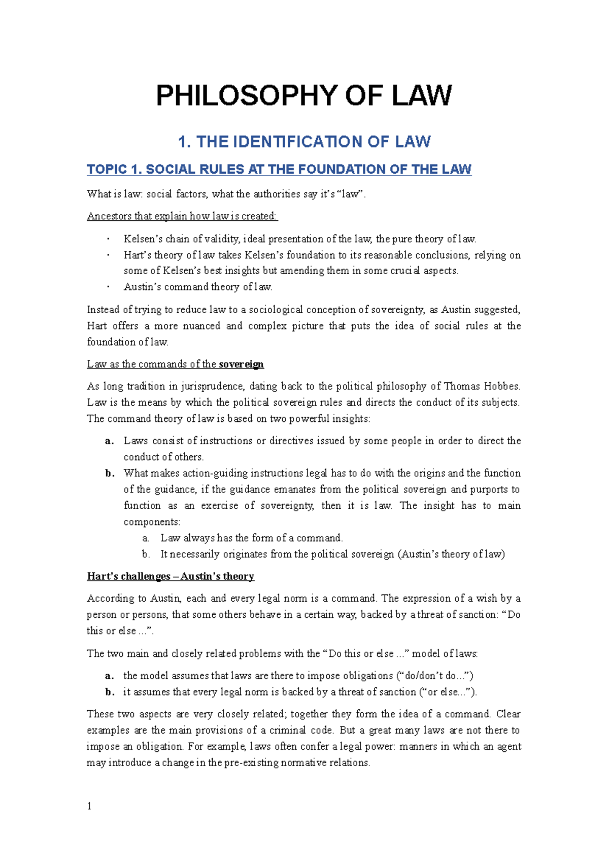 Philosophy of Law - Apunts complets temari - PHILOSOPHY OF LAW 1. THE ...