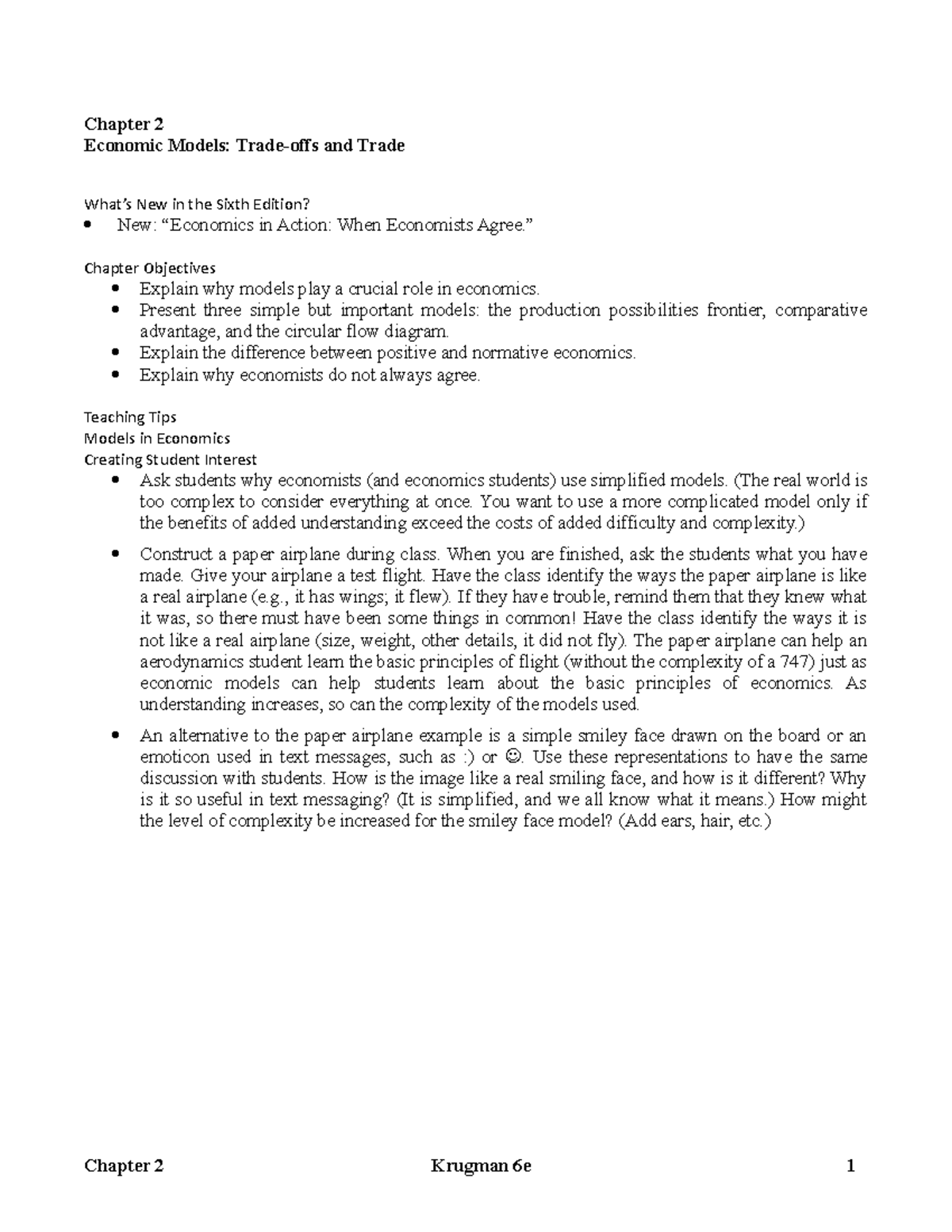 Krugmanwells 6e irm ch02 common - Chapter 2 Economic Models: Trade-offs and Trade What’s New in ...