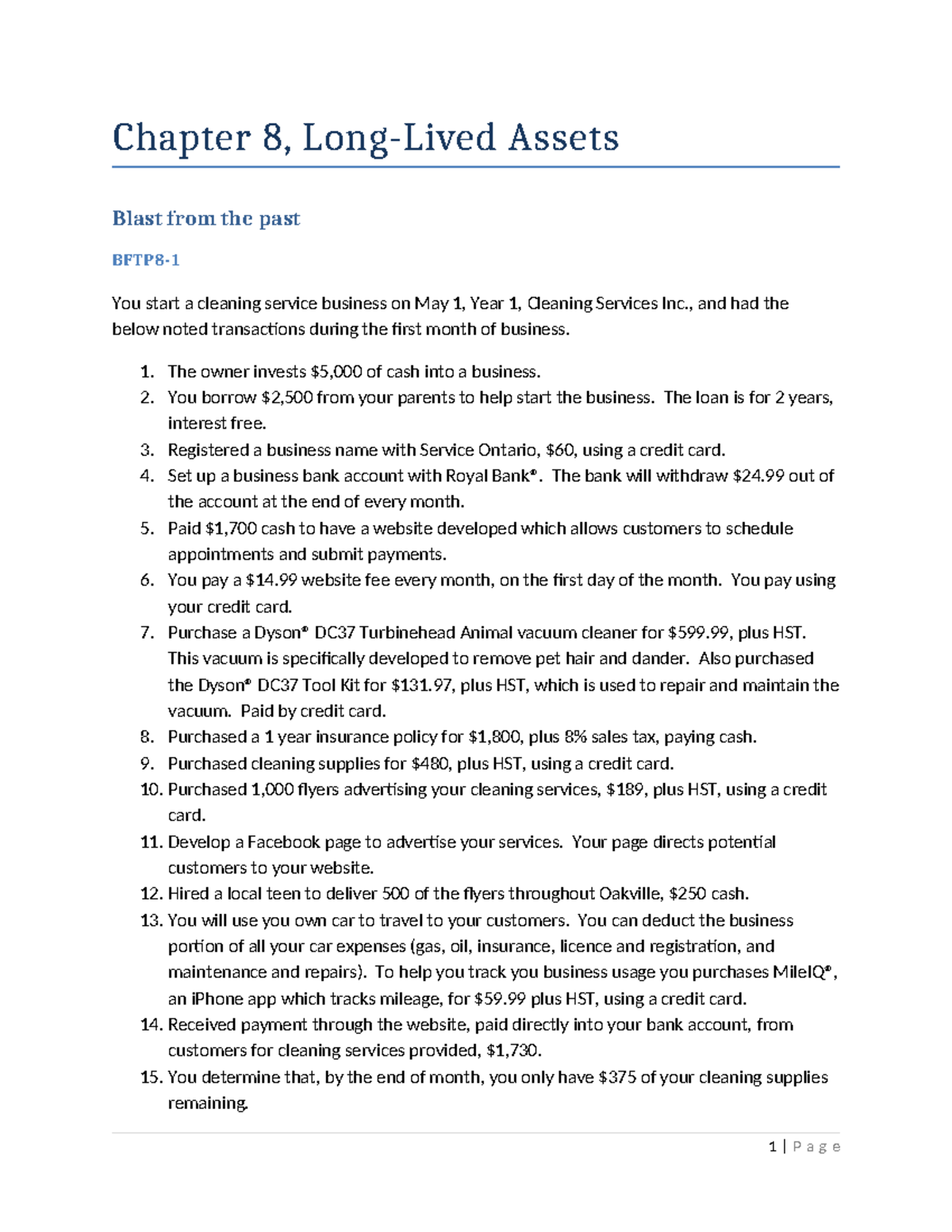 Chapter 8 - Long-Lived Assets - Student Copy - W2023 - Chapter 8, Long ...