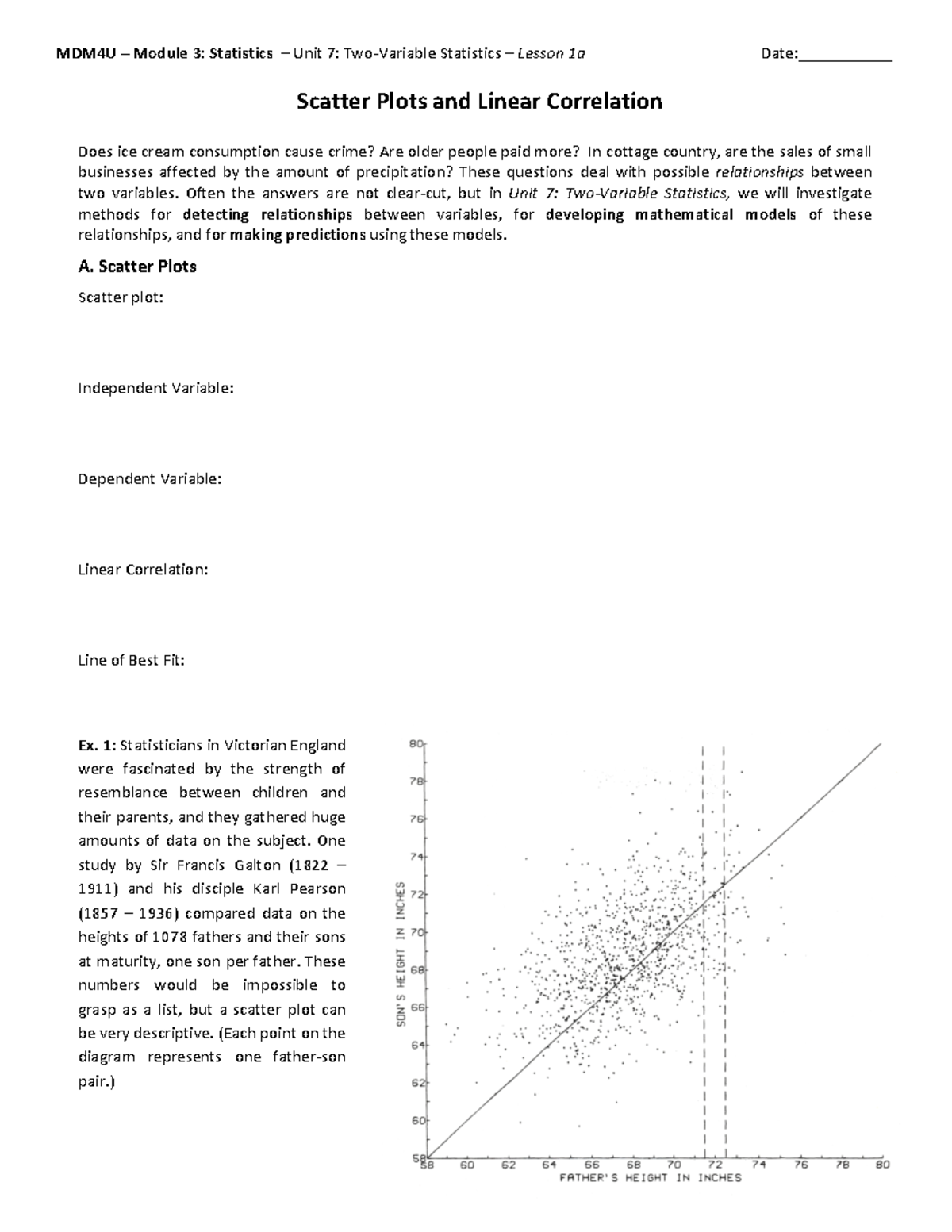 Mdm4u unit 7 notes - two variable stats - ####### - Studocu