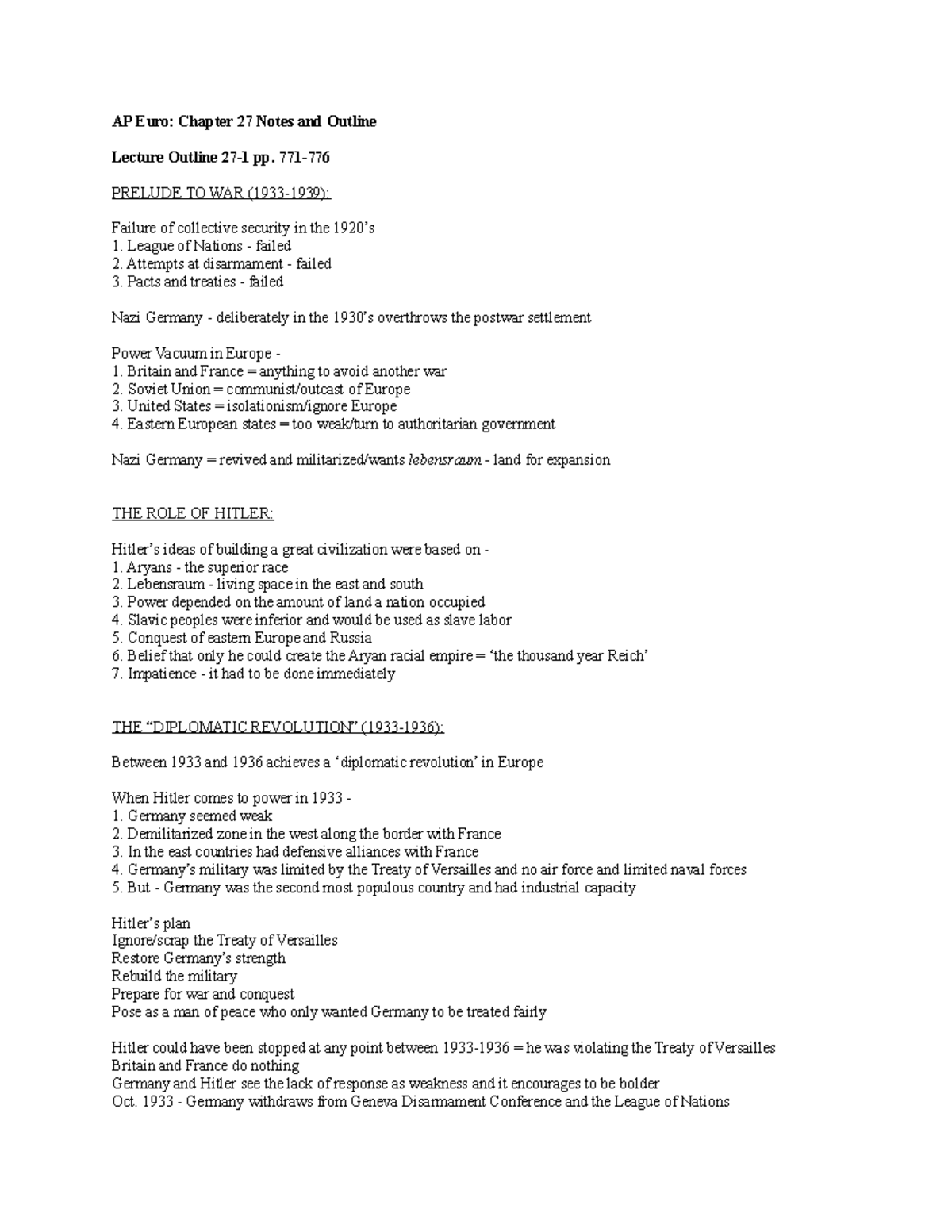 APEuro-Chapter 27Notesand Outline - AP Euro: Chapter 27 Notes and ...