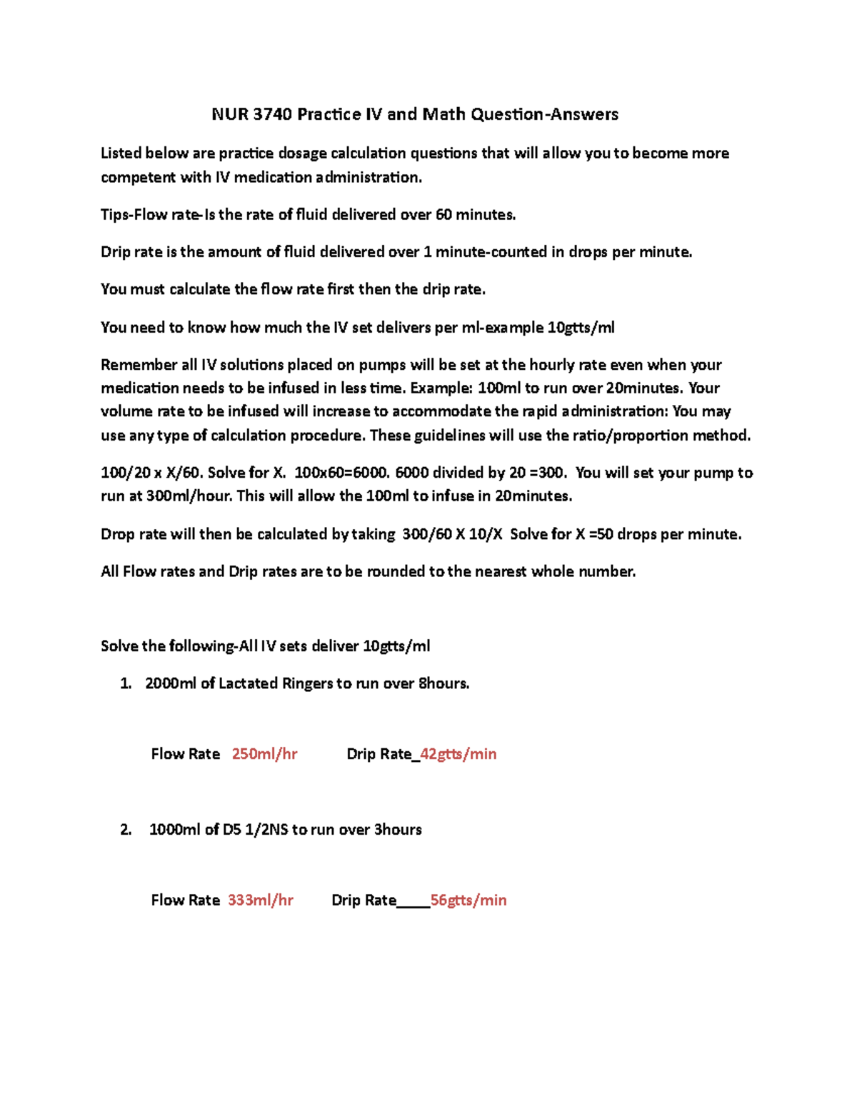 Answers 2022 Practice Math Question doc rev - NUR 3740 Practice IV and ...