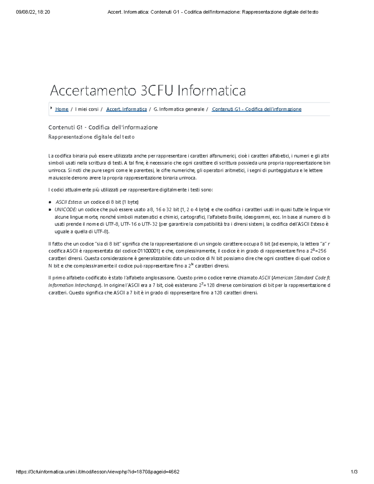 6 Accert. Informatica Contenuti G1 - Codifica dell'informazione ...