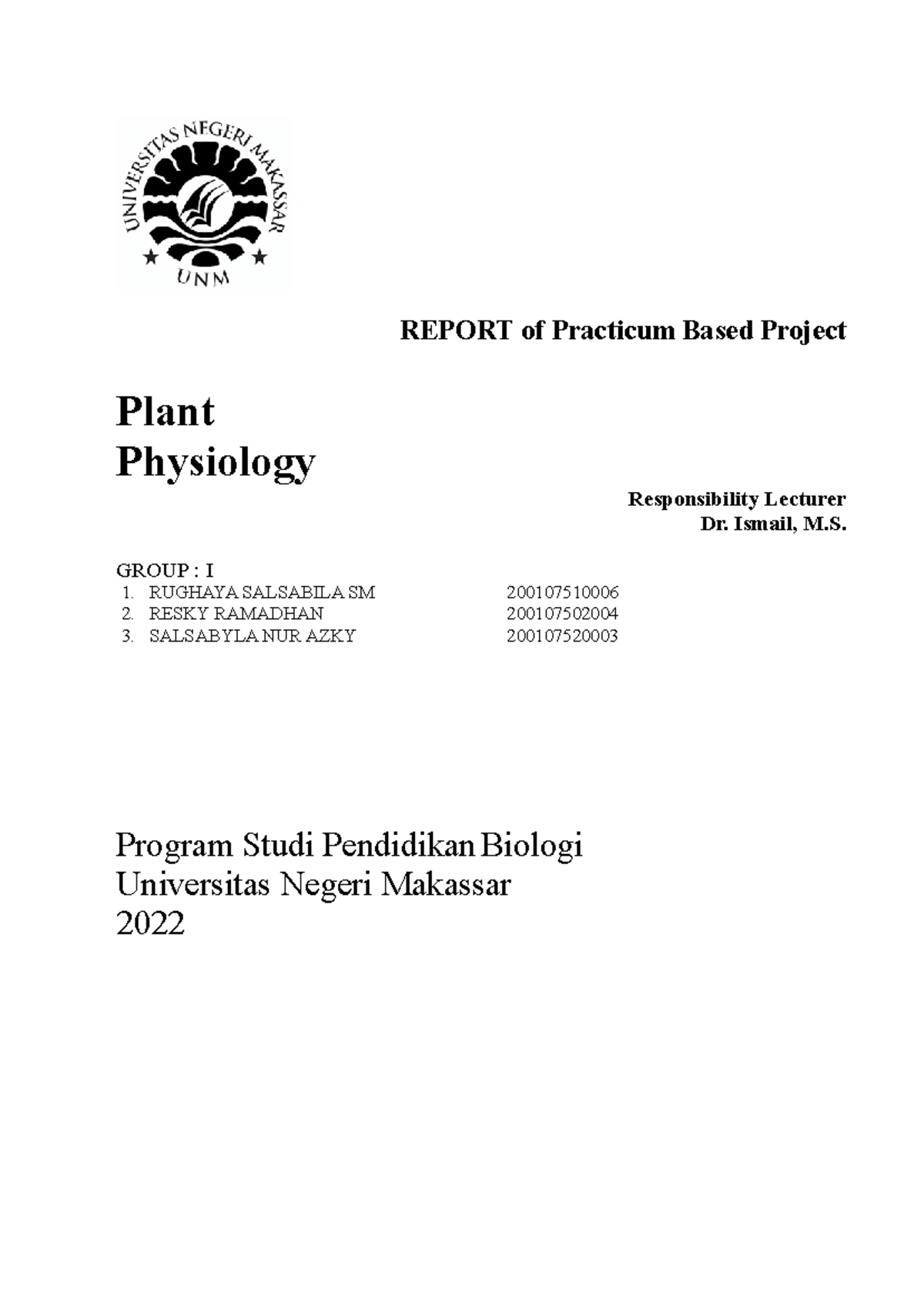 Report Practicum of Unit 3 - REPORT of Practicum Based Project Plant ...