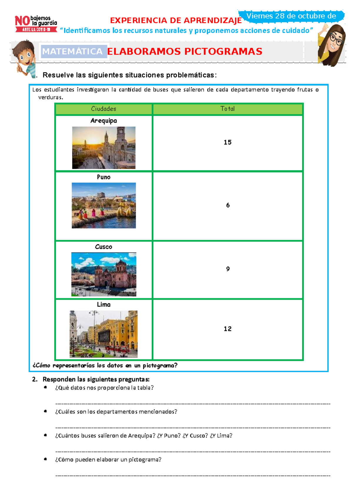 D5 A2 Ficha Elaboramos Pictogramas - 1. Resuelve las siguientes ...
