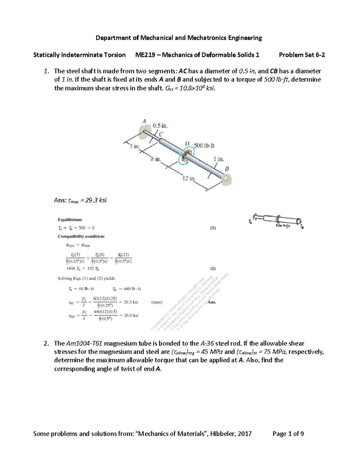 ME219 Problem Set 6-2 Solutions - Department of Mechanical and ...