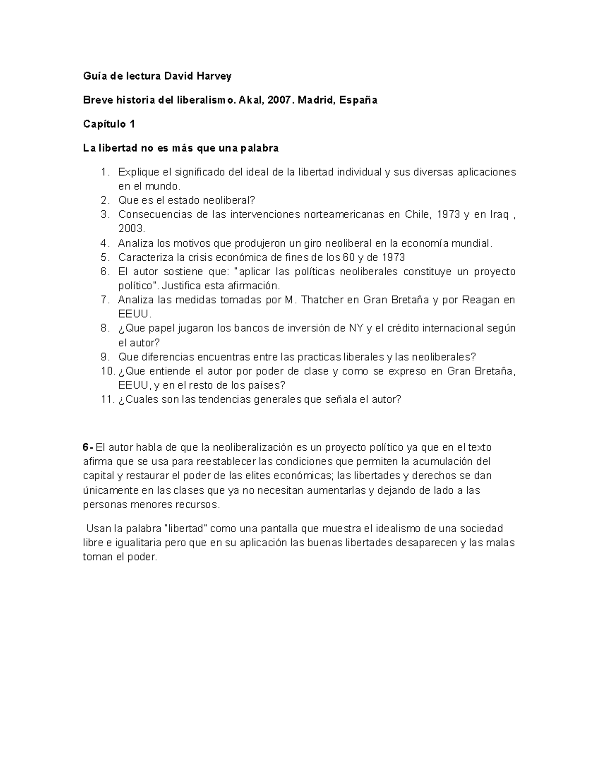 Guía de lectura David Harvey - Guía de lectura David Harvey Breve ...