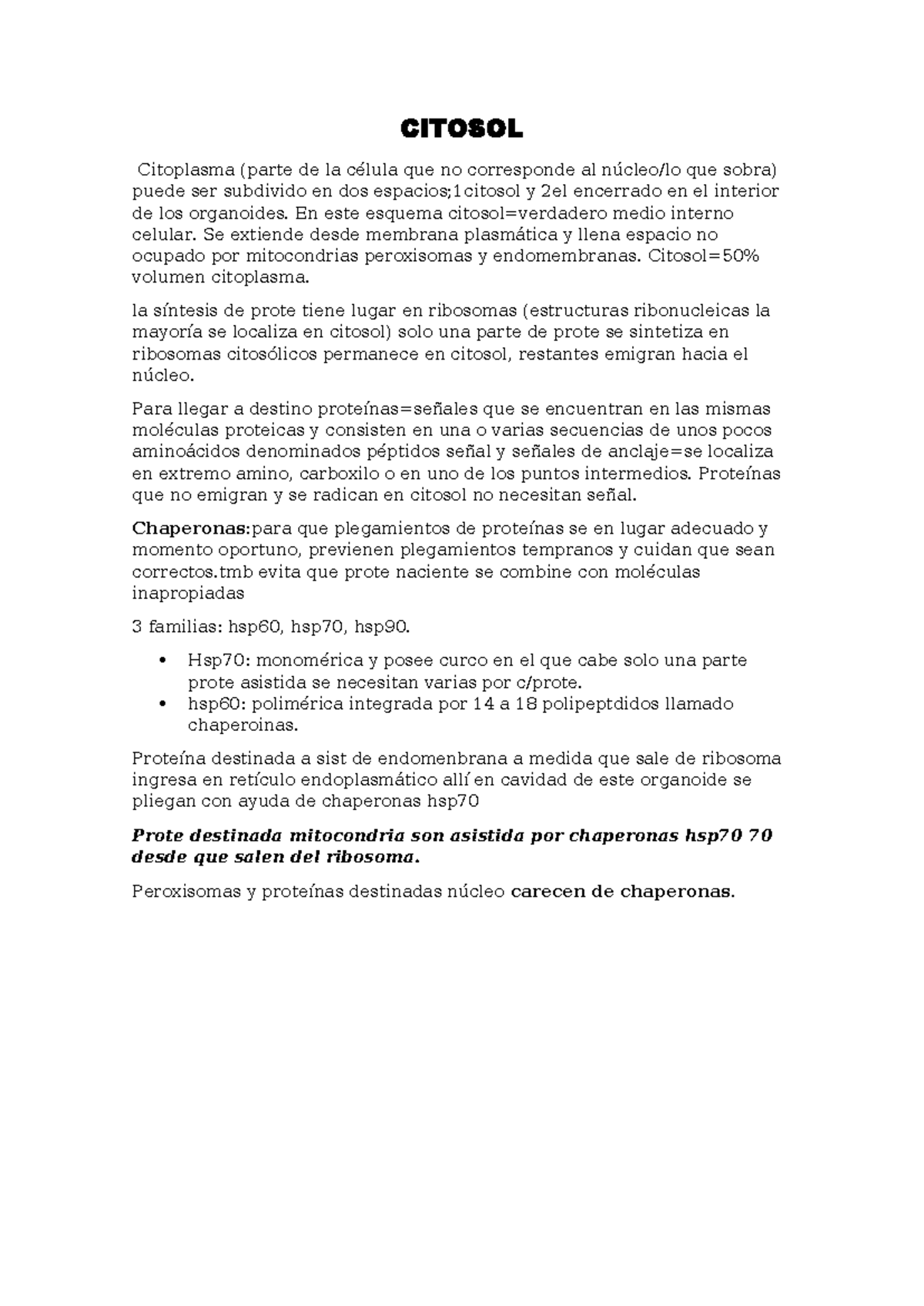 Citosol - biologia - CITOSOL Citoplasma (parte de la célula que no ...