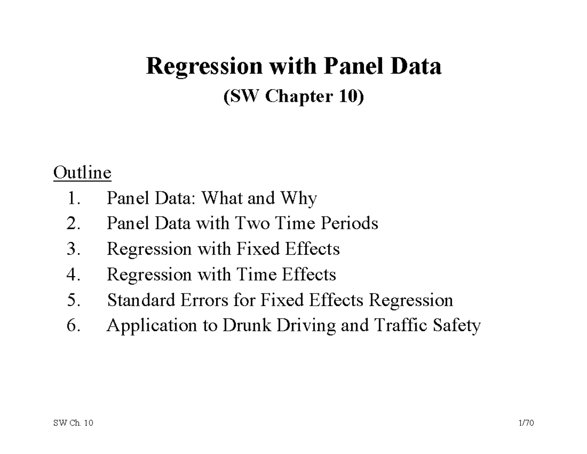 SW3U ch10 slides - Lecture notes 10 - Regression with Panel Data (SW ...