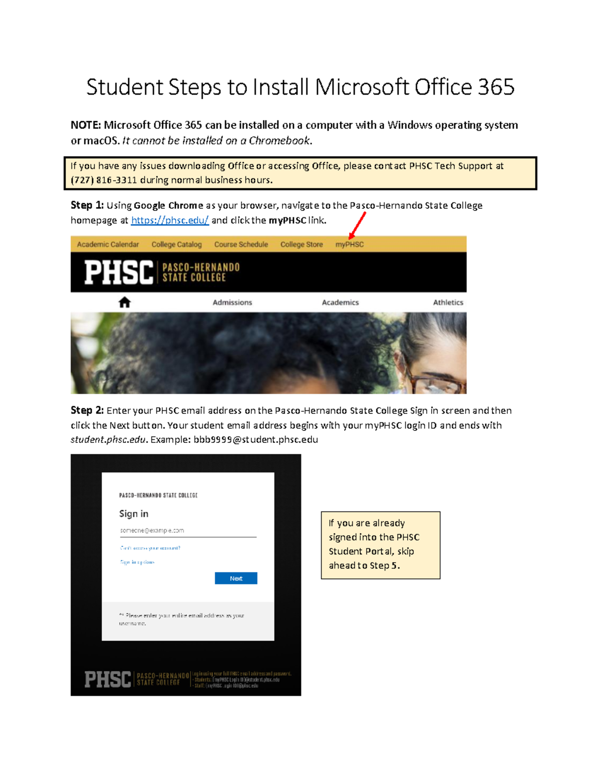 Office 365 Install Steps - Student Steps to Install Microsoft Office ...
